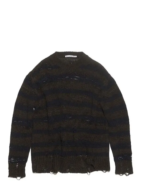 Acne Studios Distressed Stripe Jumper - Charcoal Grey