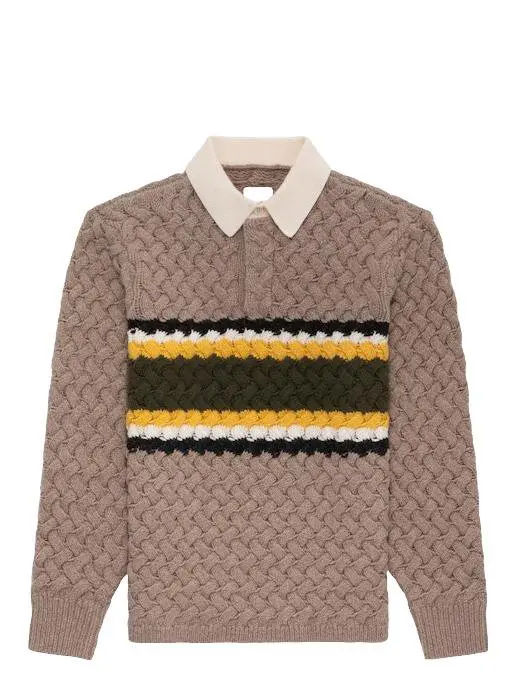 Aimé Leon Dore Basketweave Knit Rugby - Beige