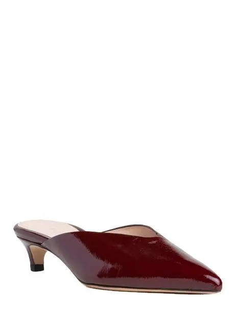 BEAUTIISOLES Gal Pointed Toe Kitten Heel Mule - Burgundy