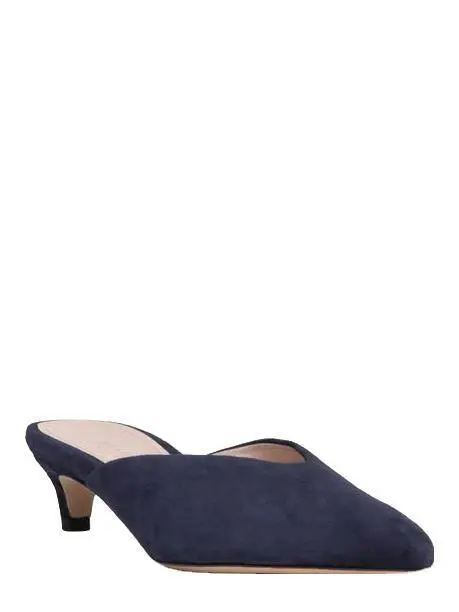 BEAUTIISOLES Gal Pointed Toe Kitten Heel Mule - Navy