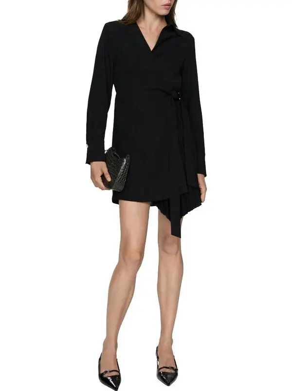 Mango Long-sleeve Wrap Shirtdress - Black