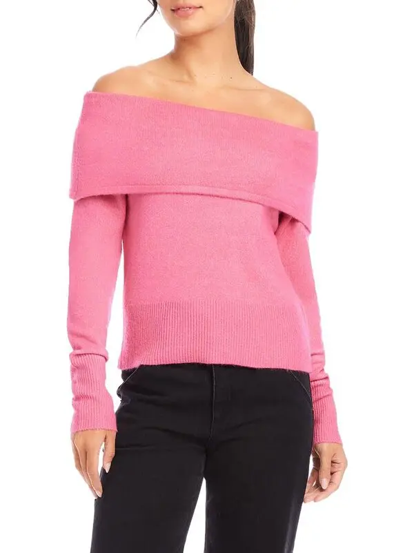 Fifteen Twenty Monique Off The Shoulder Sweater - Pink