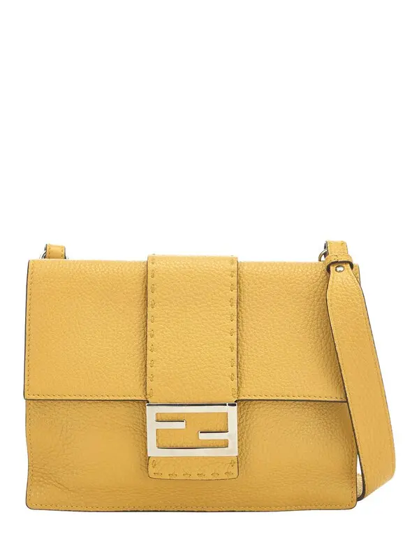 Fendi Leather Flat Baguette Mini - Yellow