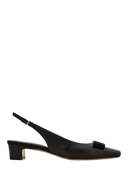 FERRAGAMO Iconic Bow Slingback - Black