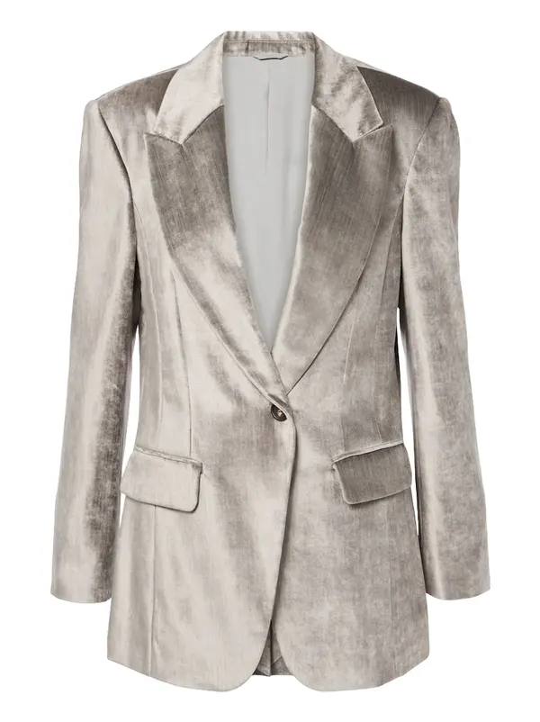 Brunello Cucinelli Cotton-blend Velvet Blazer - Grey