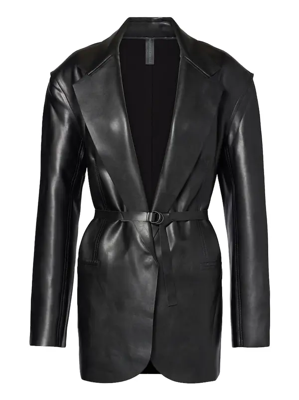 Norma Kamali Oversized Faux Leather Blazer - Black
