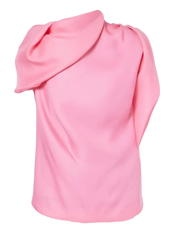 Dries Van Noten Draped Silk Satin Top - Pink