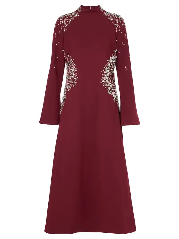Simkhai Odetta Embellished Crêpe Midi Dress - Burgundy