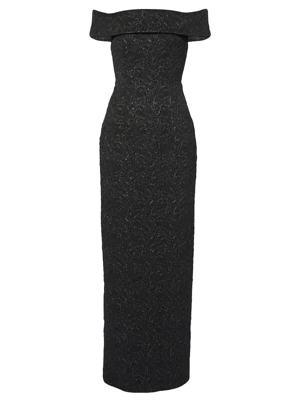 EMILIA WICKSTEAD Sima Off-shoulder Seersucker Cloqué Gown - Black