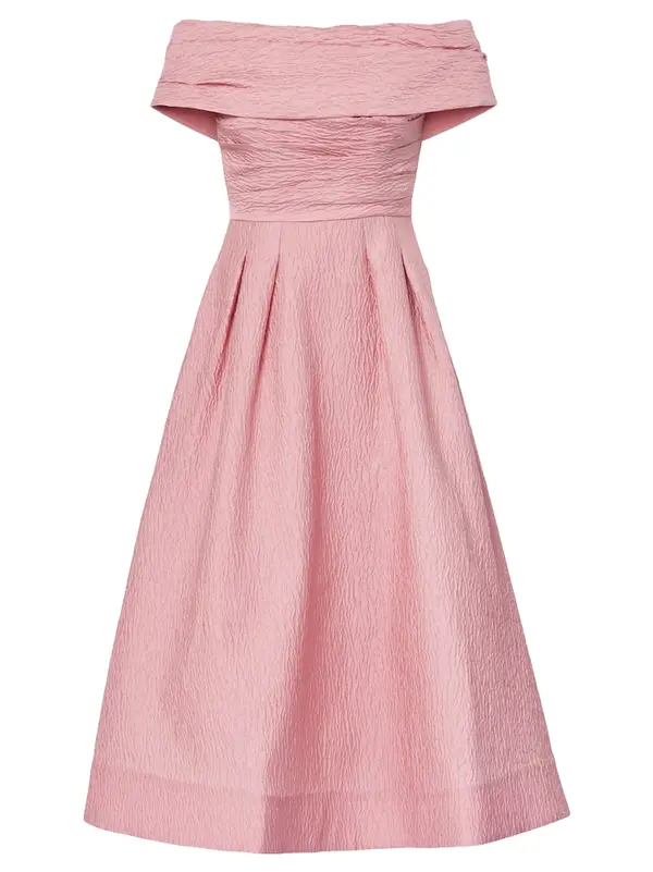 Rebecca Vallance Adalyn Off-shoulder Brocade Midi Dress - Pink