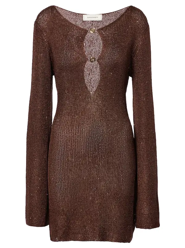 BANANHOT Candy Sequin Mini Dress - Brown