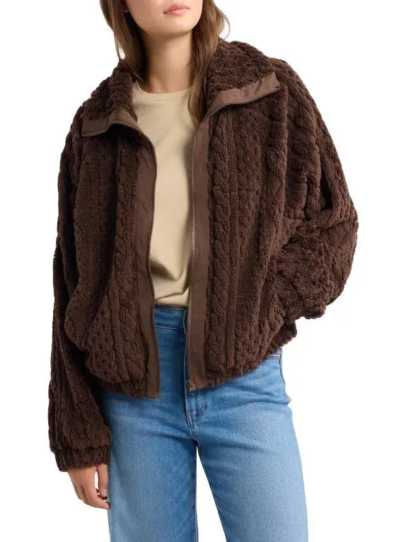 THREAD & SUPPLY Cable Stitch Fleece Jacket - Bracken