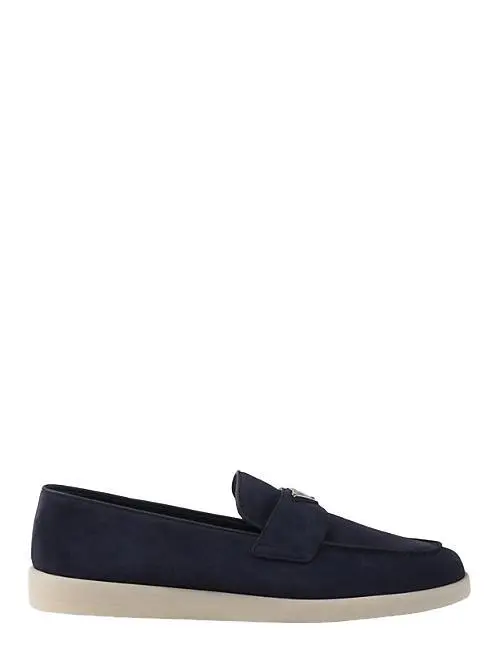 Prada Triangle-plaque Suede Loafers - Black