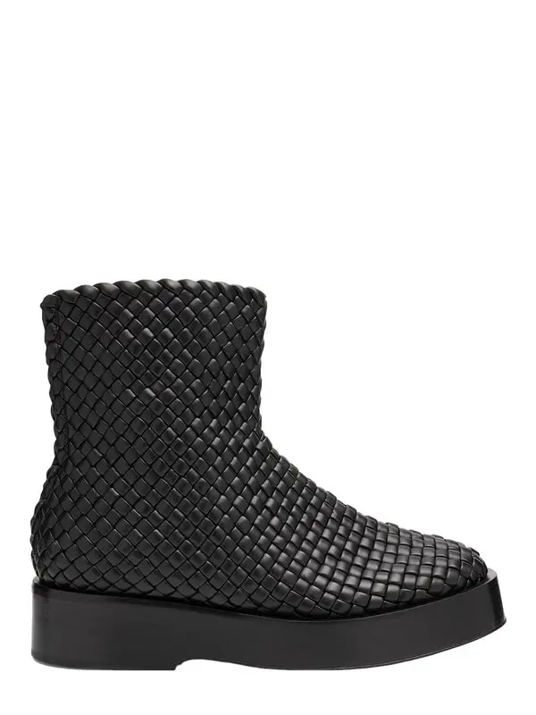Bottega Veneta Intreccio Leather Zip Ankle Boots - Nero
