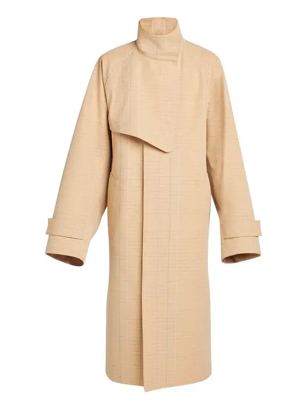 Bottega Veneta Notebook Grid Print Bonded Trench Coat - Riso