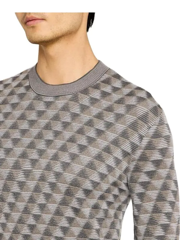 Giorgio Armani Tricolor Triangle Virgin Wool Sweater - Grey