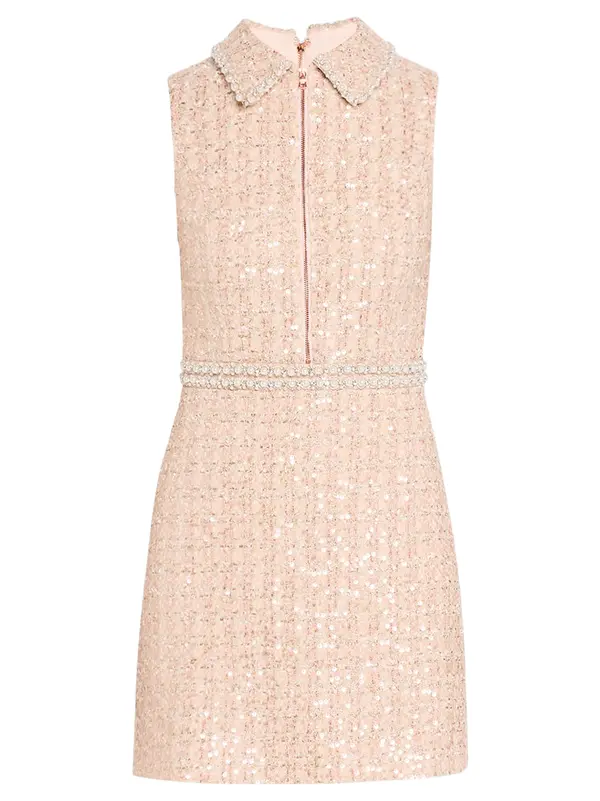 Alice + Olivia Ellis Embellished Mini Dress - Pearl Blush