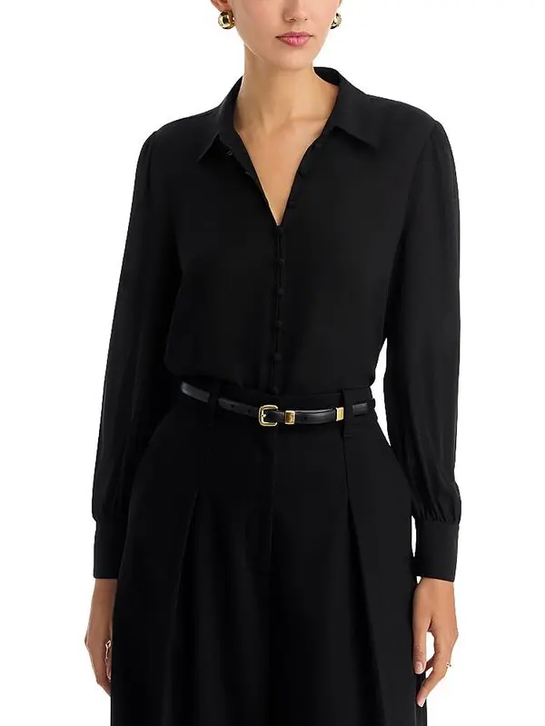 T Tahari Button Up Blouse - Black