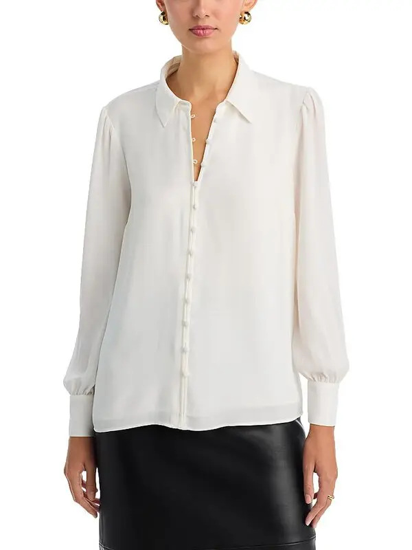 T Tahari Button Up Blouse - White Star