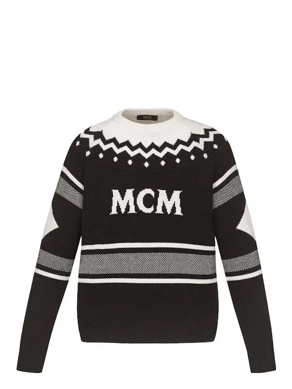 Mcm Apresski Logo Knit Sweater - Black/white