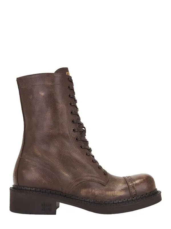 Miu Miu Combat Boots - Cacao