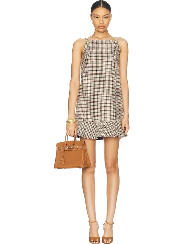 GANNI Check Mini Dress - Tiger's Eye