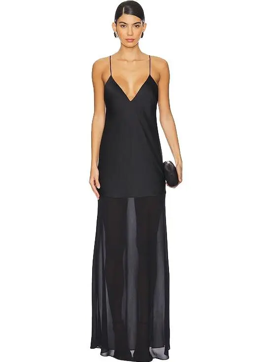 SEROYA Vienna Satin Maxi Dress - Black