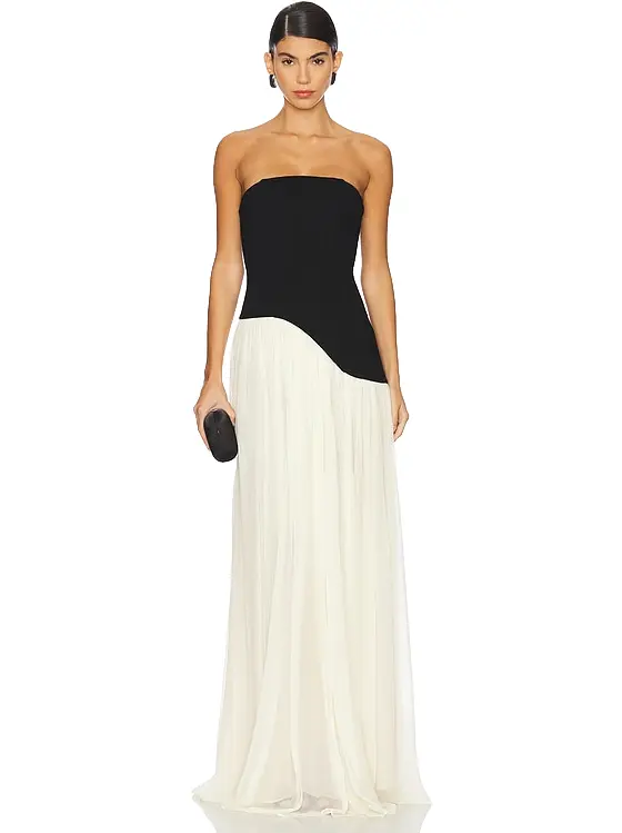 LOVERS AND FRIENDS Alice Strapless Gown - Black & Cream