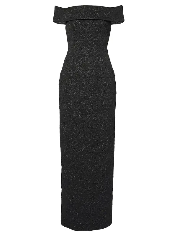 EMILIA WICKSTEAD Sima Off-shoulder Seersucker Cloqué Gown - Black