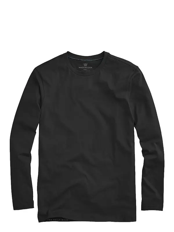 Mack Weldon Long Sleeve Pima Crewneck Tee - True Black