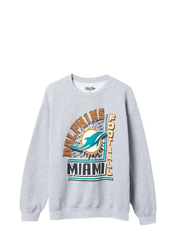 Junk Food Clothing Nfl Miami Dolphins Backfield Crew Fleece Sweatshirt - Heather Grey