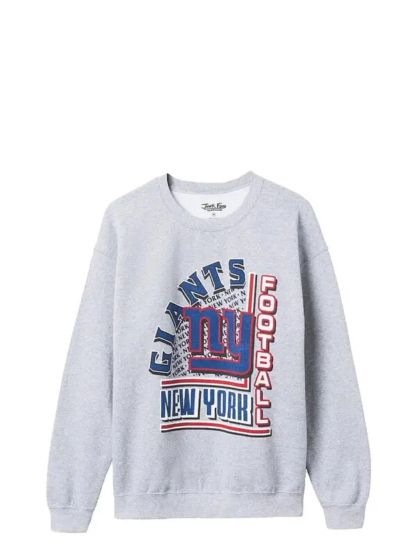 Junk Food Clothing Nfl New York Giants Backfield Crew Fleece Sweatshirt - Heather Grey