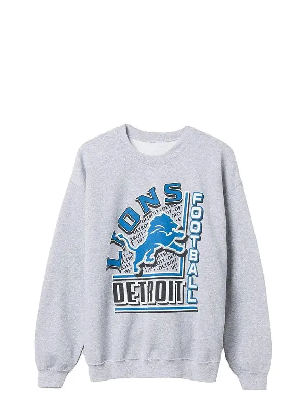 Junk Food Clothing Nfl Detroit Lions Backfield Crew Fleece Sweatshirt - Heather Grey