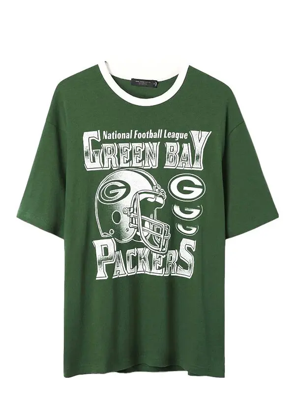 Junk Food Clothing Nfl Green Bay Packers Oversized Ringer Tee - Hunter