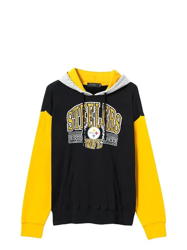 Junk Food Clothing Nfl Pittsburgh Steelers Hoodie - Midnight/mustard/heather Grey