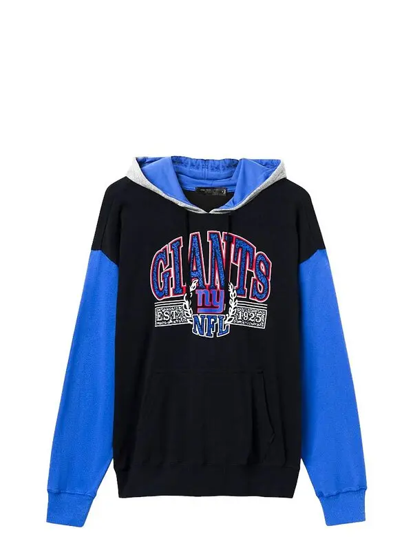 Junk Food Clothing Nfl New York Giants Tri Color Block Hoodie - Midnight/liberty/heather Grey