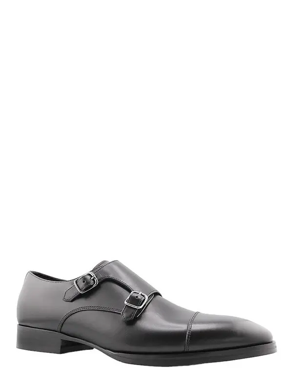 Gordon Rush Brayden Double Buckle Monk Strap Cap Toe Dress Shoes - Black