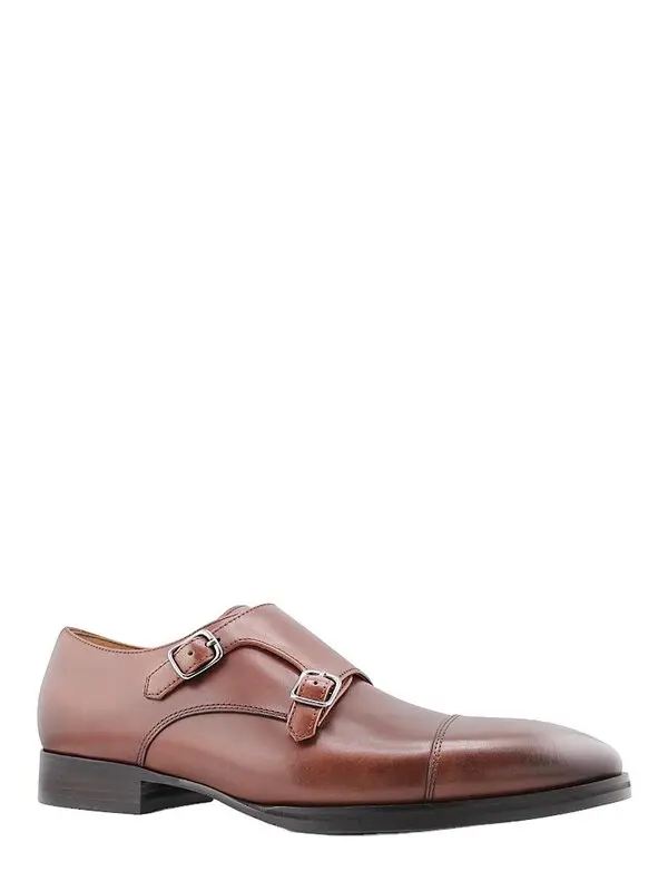 Gordon Rush Brayden Double Buckle Monk Strap Cap Toe Dress Shoes - Brandy