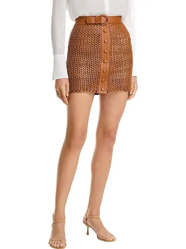 NONCHALANT LABEL Belted Leather Skirt - Honey