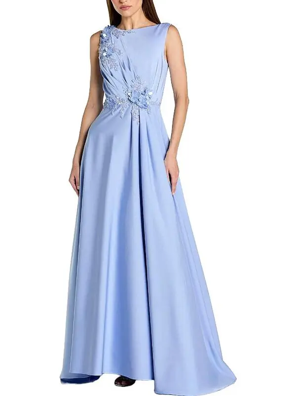 Mac Duggal Appliqued A-line Gown - Powder Blue