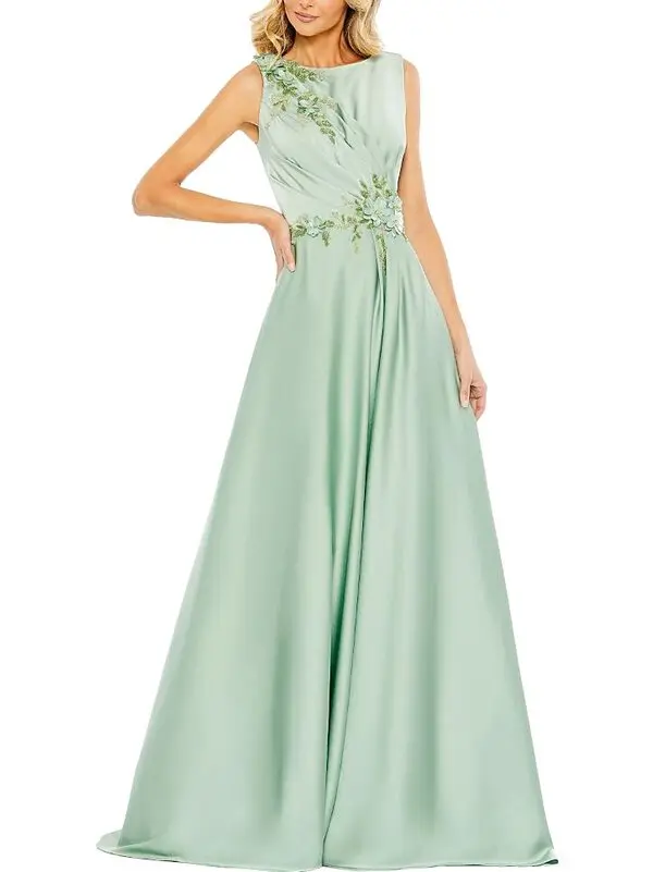 Mac Duggal Appliqued A-line Gown - Sage