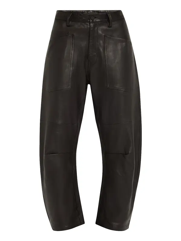 NILI LOTAN Shon Barrel Leather Pants - Black