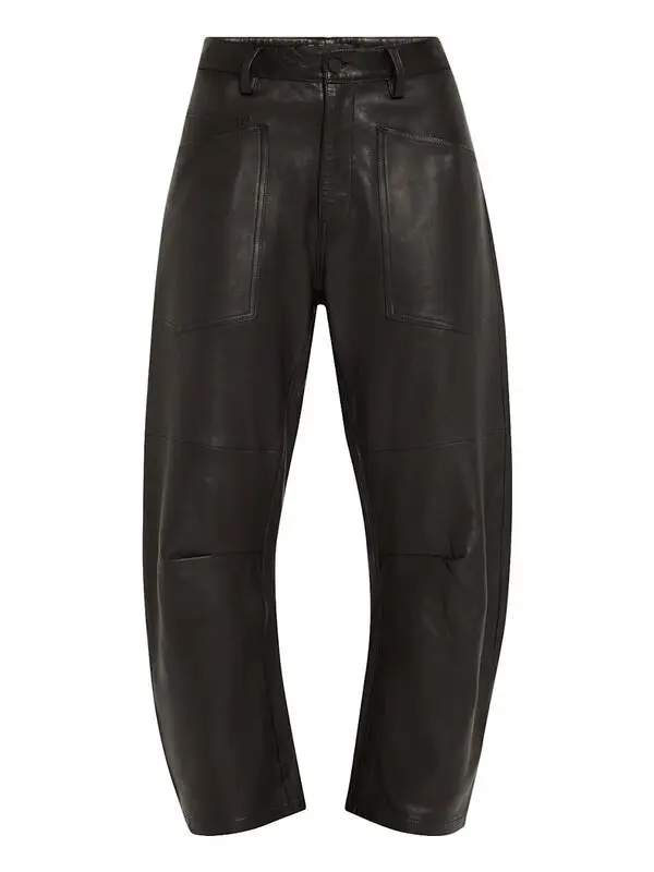 NILI LOTAN Shon Barrel Leather Pants - Black