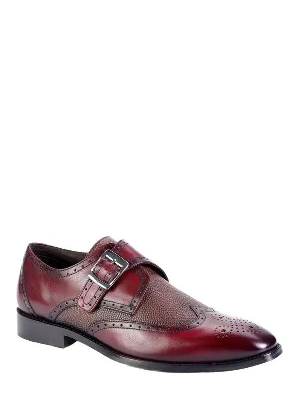 ANTHONY VEER Delano Single Monk Shoe - Burnished Oxblood