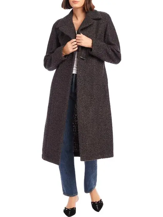 Fifteen Twenty Teddy Bouclé Longline Coat - Charcoal