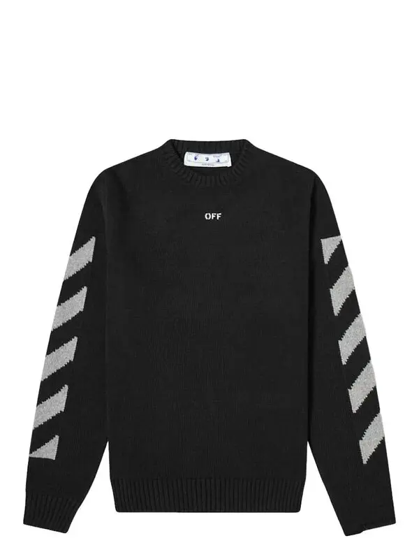 Off-White Arrow Diagonal Stripe Crewneck Sweater - Black