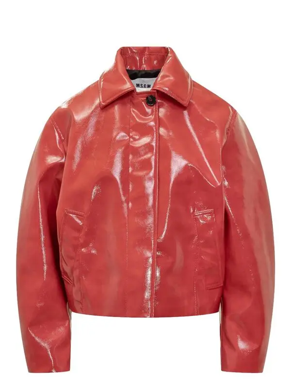MSGM Shiny Vinyl Jacket - Red