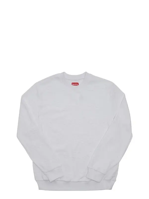 Supreme Jacquard Logo Crewneck Sweatshirt - White