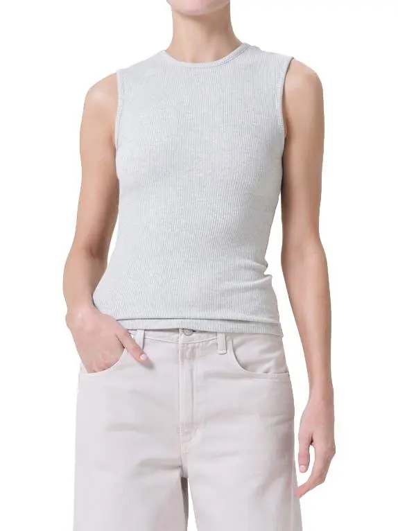 AGOLDE Binx Rib Tank - Brushed Grey Heather