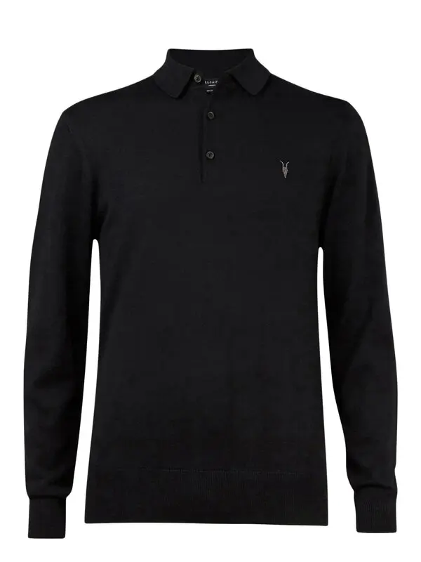 ALLSAINTS Merino Wool Mode Polo Shirt - Black